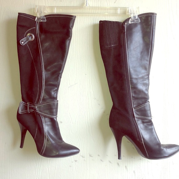 Italina | Shoes | Italina Black Knee Hi Stiletto Type Heel Size | Poshmark